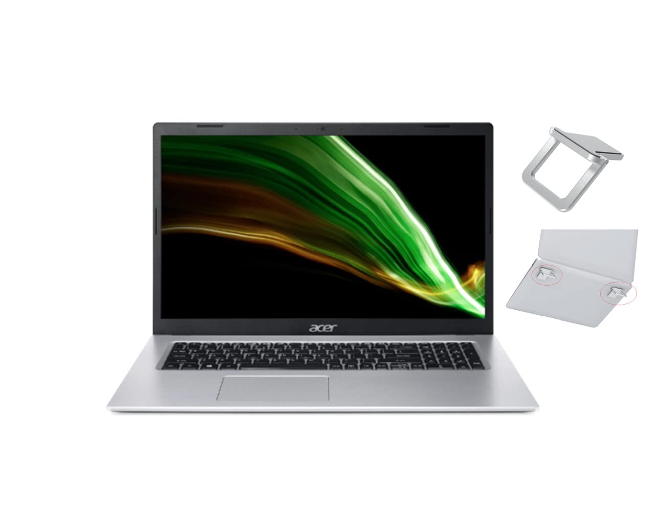 Acer Aspire 3 17.3" FHD IPS High Performance Laptop | 11th Gen Intel Core i5-1135G7 | 12GB DDR4 | 512GB SSD | Intel Iris Xe Graphics | Windows 10 Home | Silver | with Laptop Stand Bundle