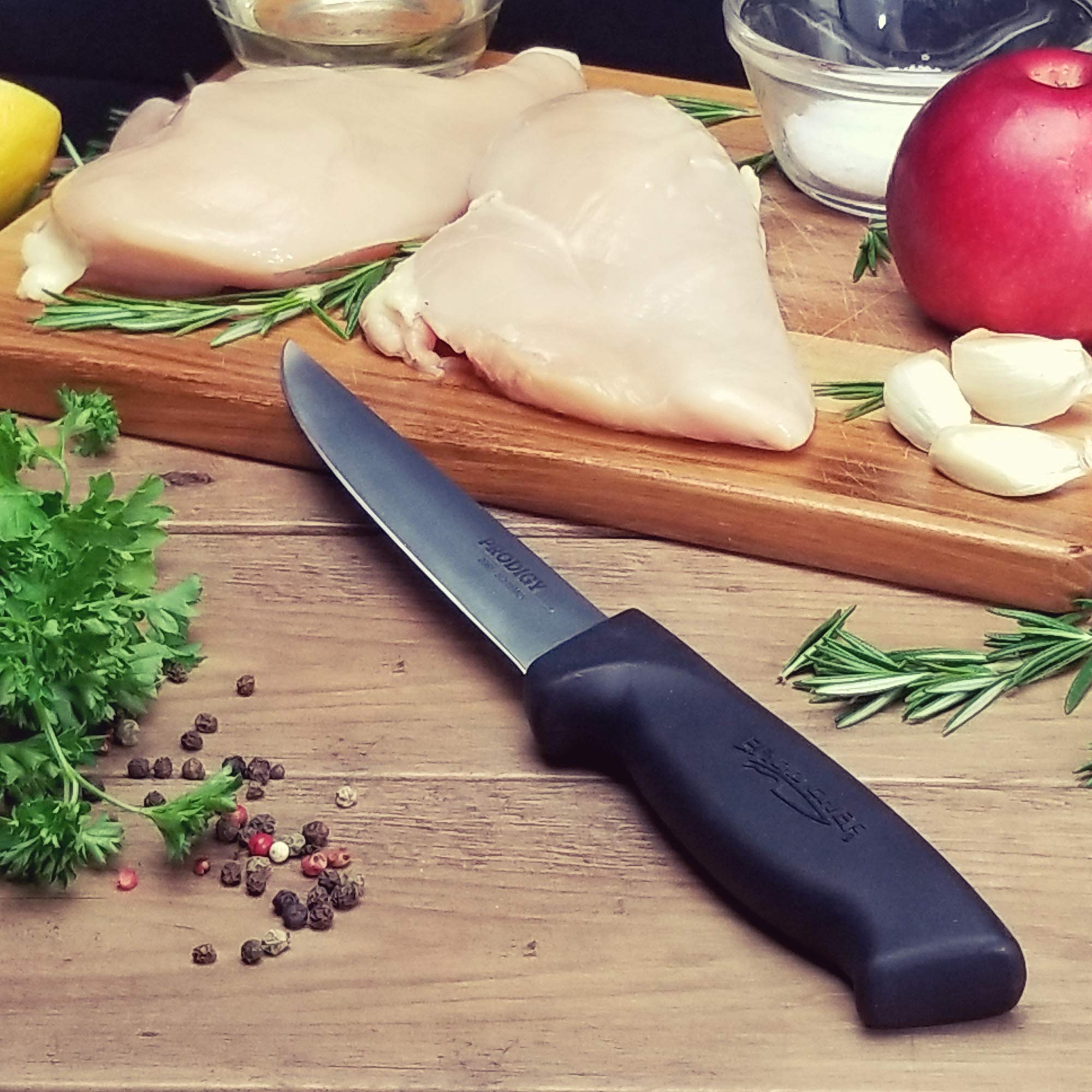 Ergo Chef Prodigy Series 6-Inch Wide Boning Knife - High Carbon Stainless Steel Semi-Stiff Blade β Ergonomic Non-Slip handle