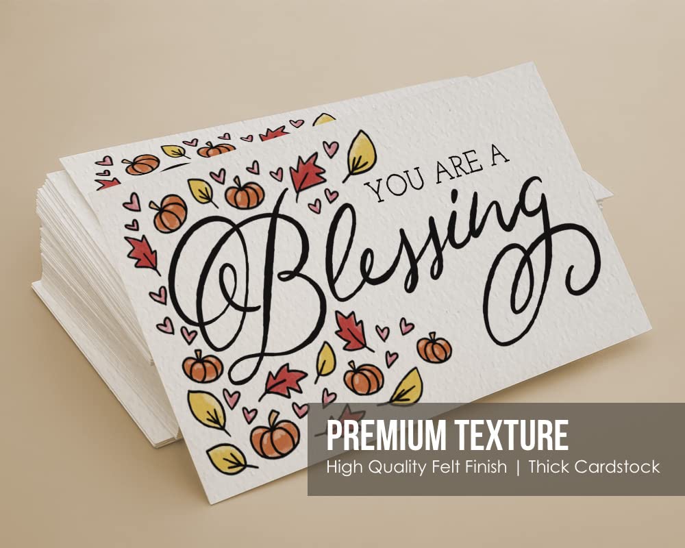 Fall Blessings Thanksgiving Table Place Cards - Set of 48 Place Cards for Table Settings - For Thanksgiving, Harvest Festivals, Fall Events