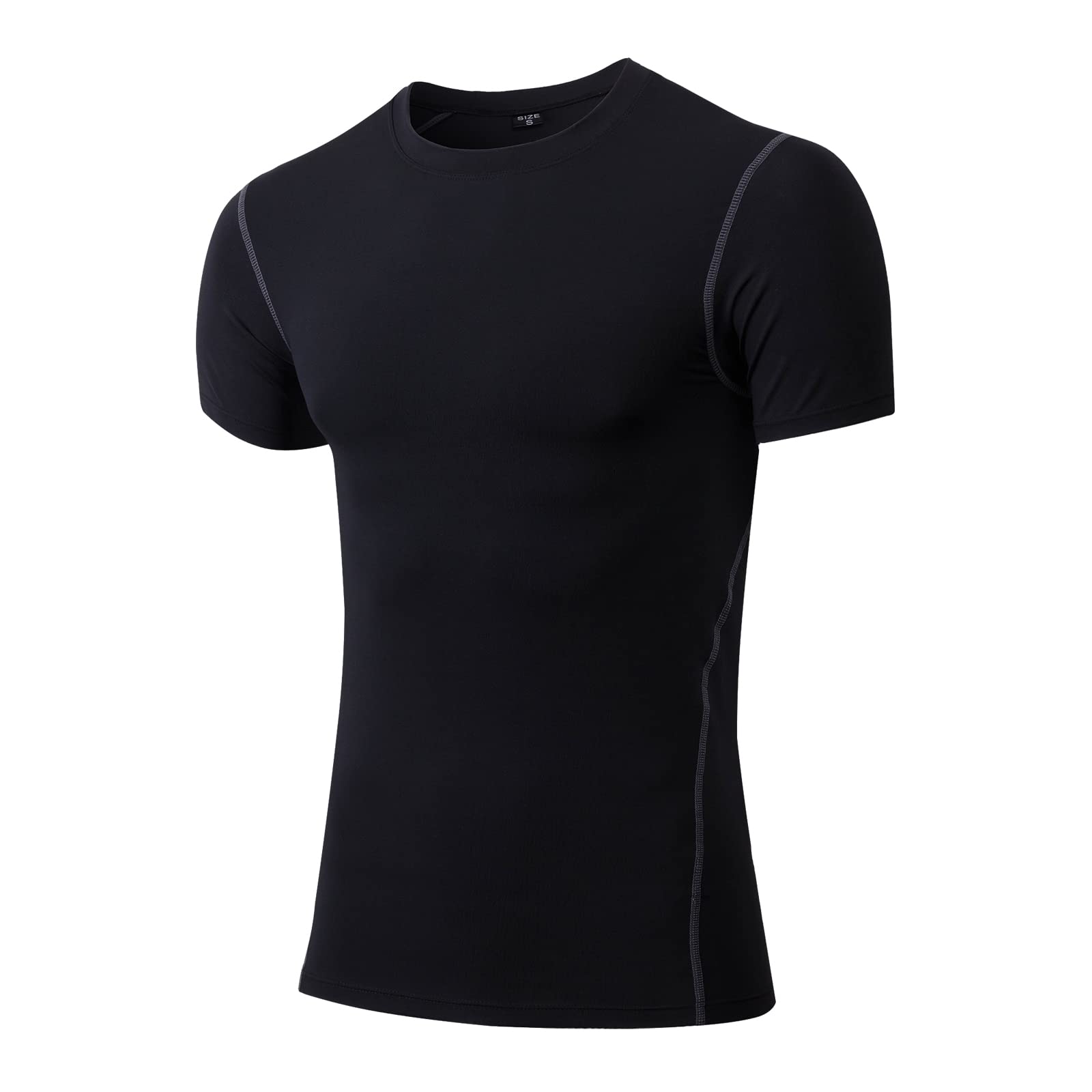 ABTIOYLLZ Men's Athletic Shirts Compression Running T Shirt Base-Layer Quick Dry Fit Workout Short Sleeve Undershirts