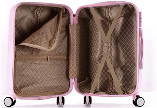 MUNROU Hello Girls Kitty Rolling Luggage Cute Pink Hardshell Carry On Suitcase with Wheels