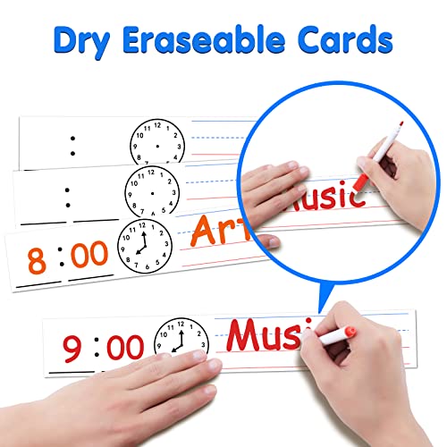 VNOM Daily Schedule Pocket Chart, Class Schedule with 13+1 Pockets 18 Dry Eraser Cards 2 Easy Over Door Mountings for Classroom, School, Office or Home (13β x 35.5β) (BLACK)
