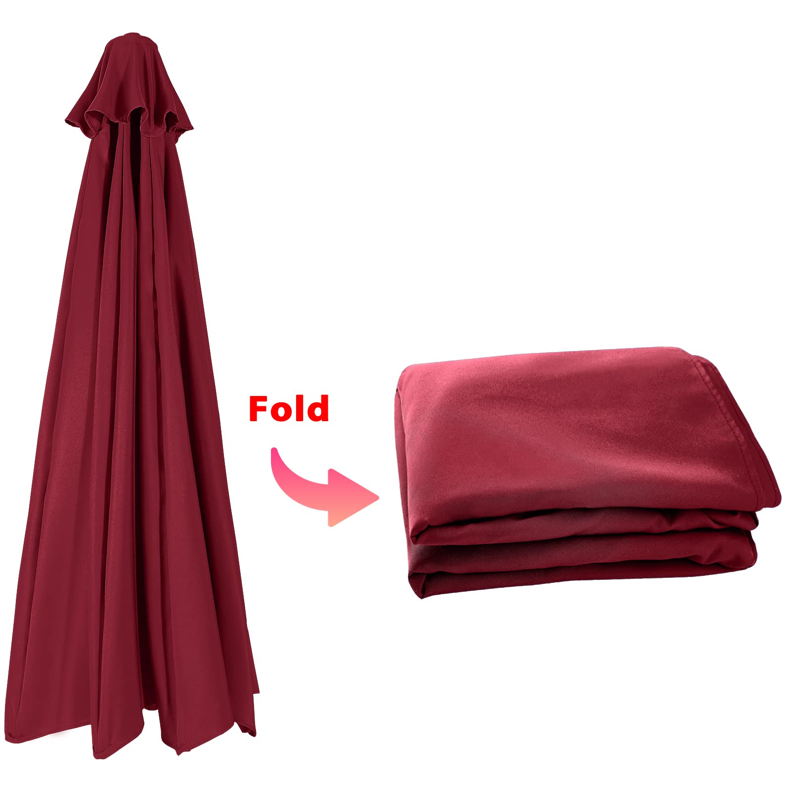 ABCCANOPY 10ft Outdoor Umbrella Replacement Top Suit 8 Ribs (Burgundy)