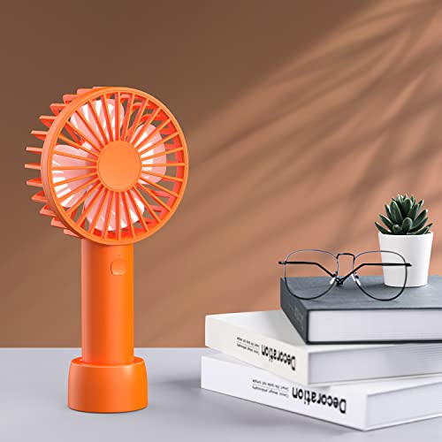 Coolfor Handheld Fan,Mini Portable Fan 2000mAh USB Rechargeable Battery Operated Cooling Hand Fan with 3 Adjustable Speeds for Travel Makeup Office shopping picnic indoor outdoor use(Orange)