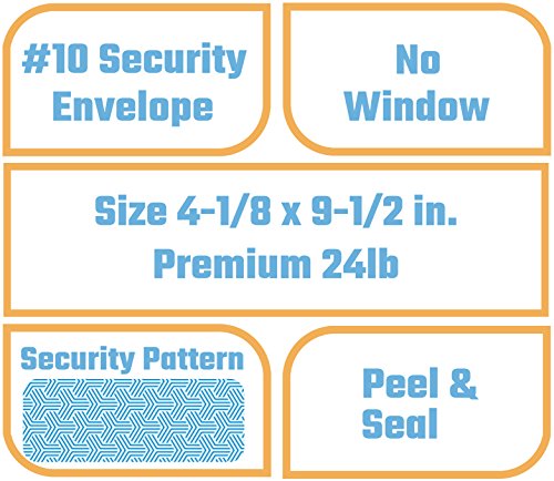 Office Deed 500#10 Envelopes SELF SEAL Business Envelope Windowless Design, Security Tint Pattern for Secure Mailing, Invoices, Statements & Legal Document Mailing Envelopes, 4-1/8 x 9-1/2"- White