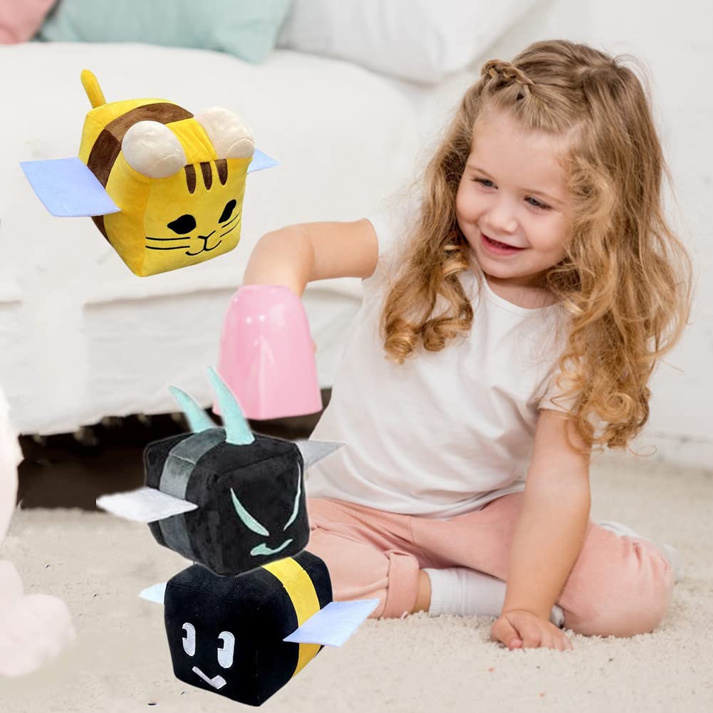 WZGHXL Bee Plush Toy -Bee Stuffed Animal - 7"/18cm Bee Plush Pillow - Gift for Boys, Girls, Bee Fans and Fans 3pcs (A)