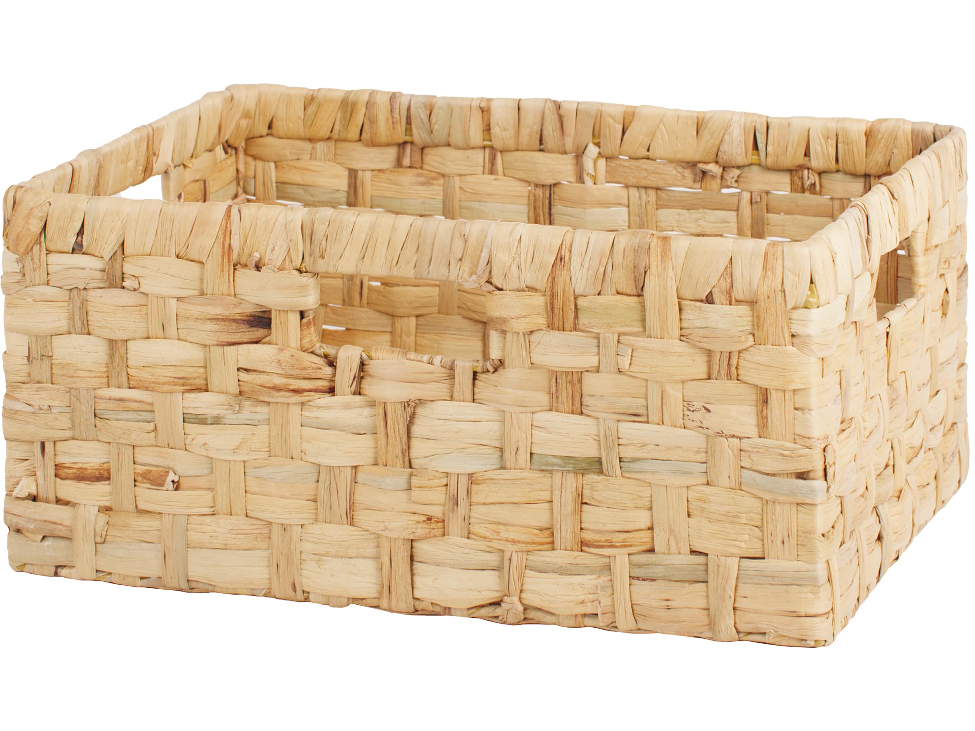 StorageWorks Wicker Basket, Hand-Woven with 3 Handles, Laundry Baskets for Organizing, Water Hyacinth Storage Baskets, 1-Pack, 15 ¼" L x 11 ¼" W x 7" H
