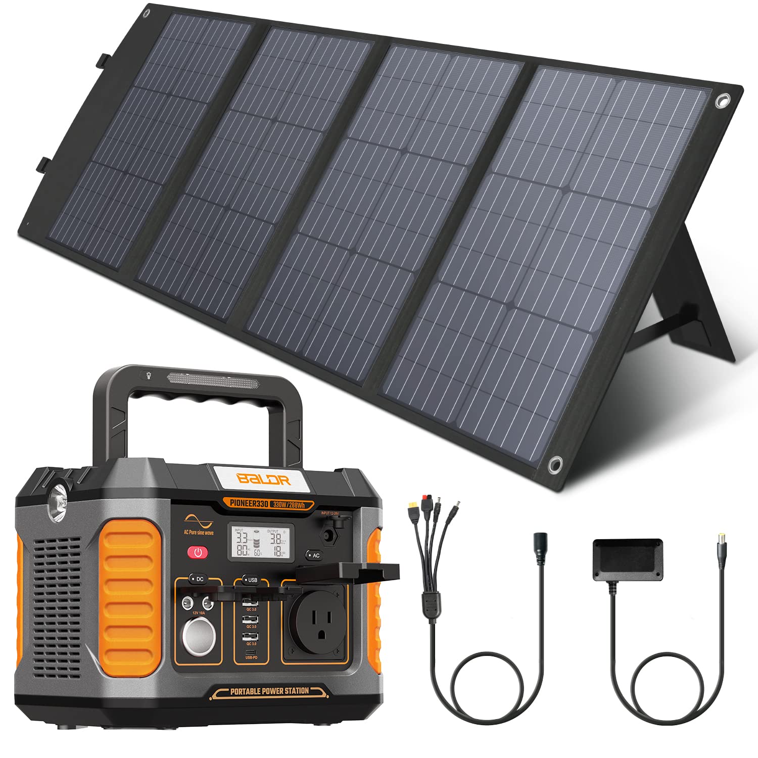 Baldr Solar Generator Kit,330W Portable Power Station with 120W Solar Panel Included Ideal for Home Backup, Emergency, Outdoor Camping.
