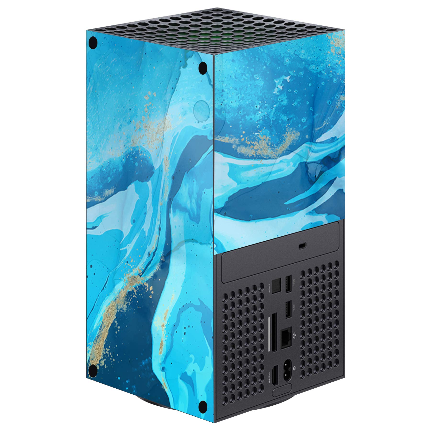 PlayVital Aquamarine Watercolour Custom Vinyl Skins for Xbox Series X, Wrap Decal Cover Stickers for Xbox Series X Console Controller