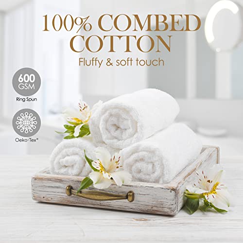Elaine Karen 12 Pack Luxury Hand Towels – 100% Cotton Extra Soft Had Towels, Highly Absorbent, Hotel & Spa Quality Bathroom Hand Towel 16x30 - White