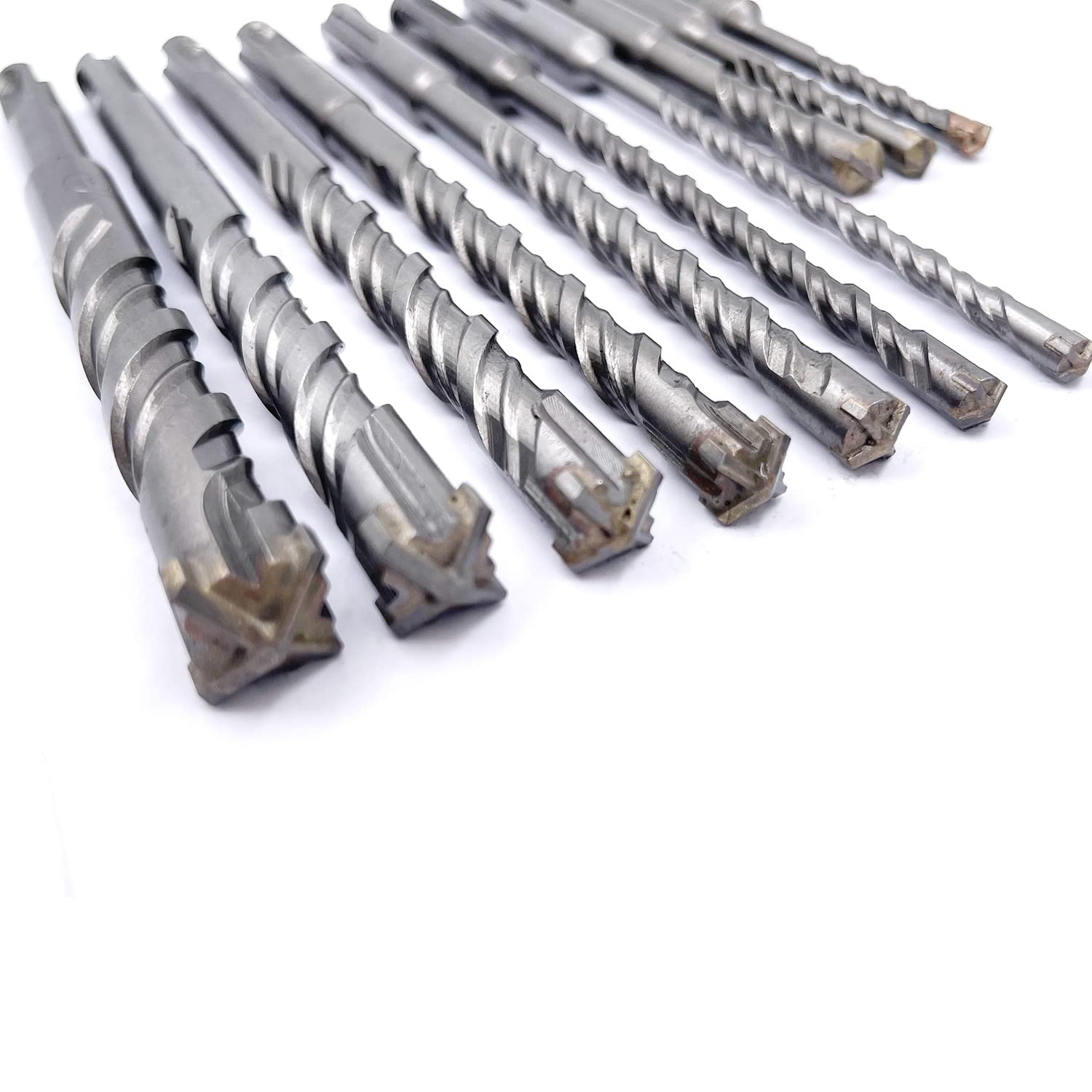 JFOGO 10 Pieces Carbide-Tipped SDS-Plus Rotary Hammer Drill Bit Set for Concrete,Brick,Block,Stone,Masonry