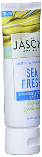Jason Sea Fresh Strengthening Fluoride-Free Toothpaste, Deep Sea Spearmint, Travel Size, 3 Oz