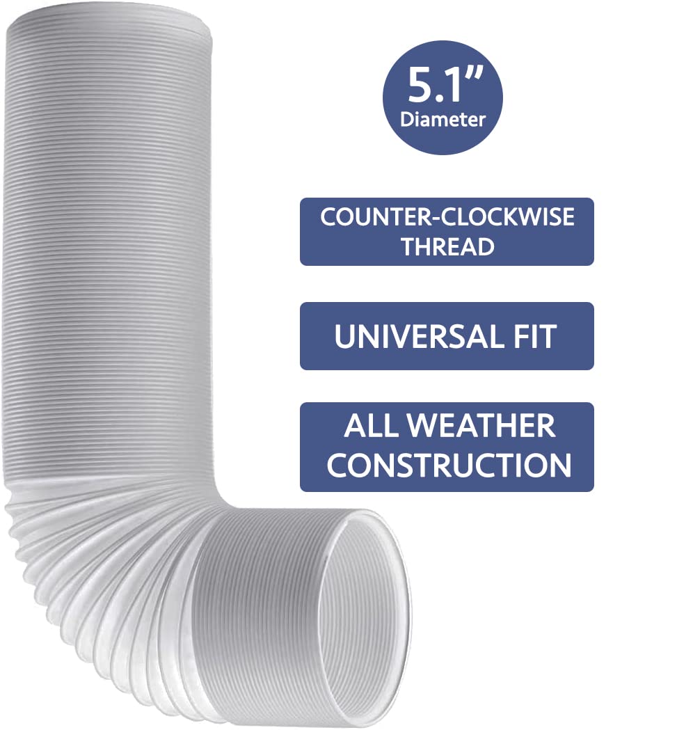 Air Conditioner Hose, Portable Exhaust Vent Hose with 5.1 Inch Diameter - Clockwise, with Length up to 80"