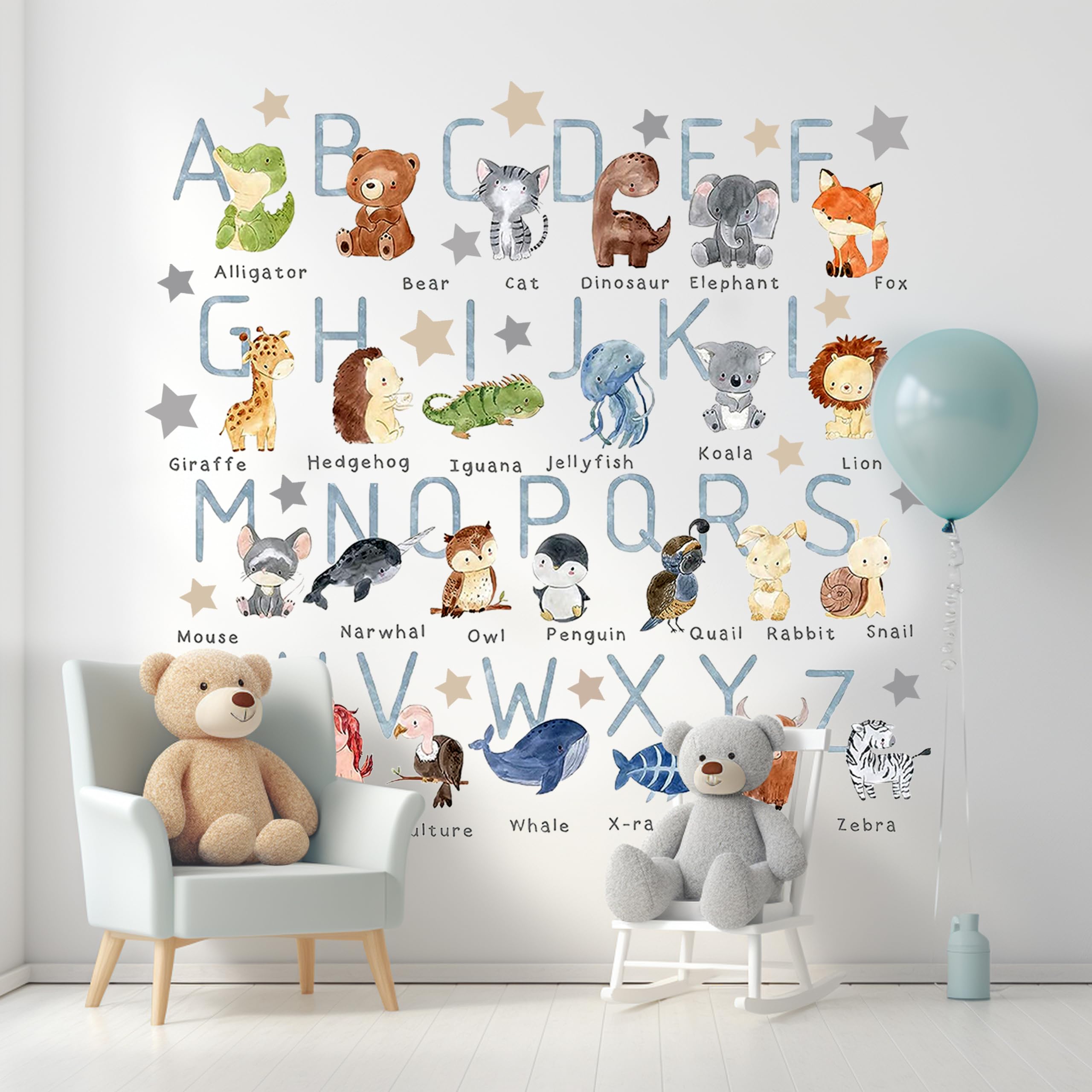 ABC Wall Stickers, Alphabet Wall Decals, Animal Alphabet Wall Decals, Classroom Wall Decals, ABC Wall Decals, Wall Stickers for Kids ABC Letters, ABC Decal for Kids Room