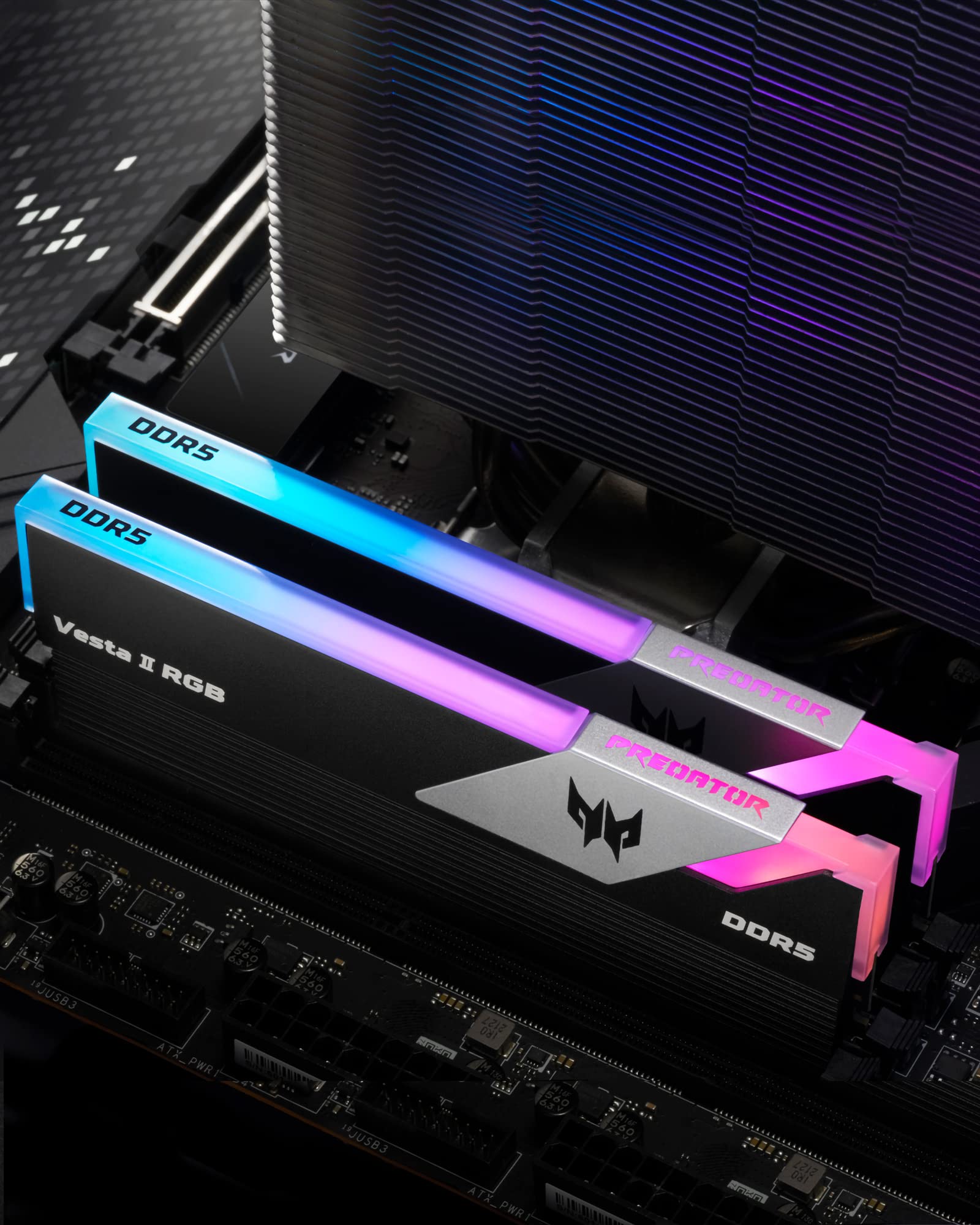 Acer Predator Vesta II DDR5 RGB RAM 32GB Kit (16GBx2) 5200MHz (PC5-41600) C38 Desktop Memory 1.25V with Temperature Sensor - BL.9BWWR.316
