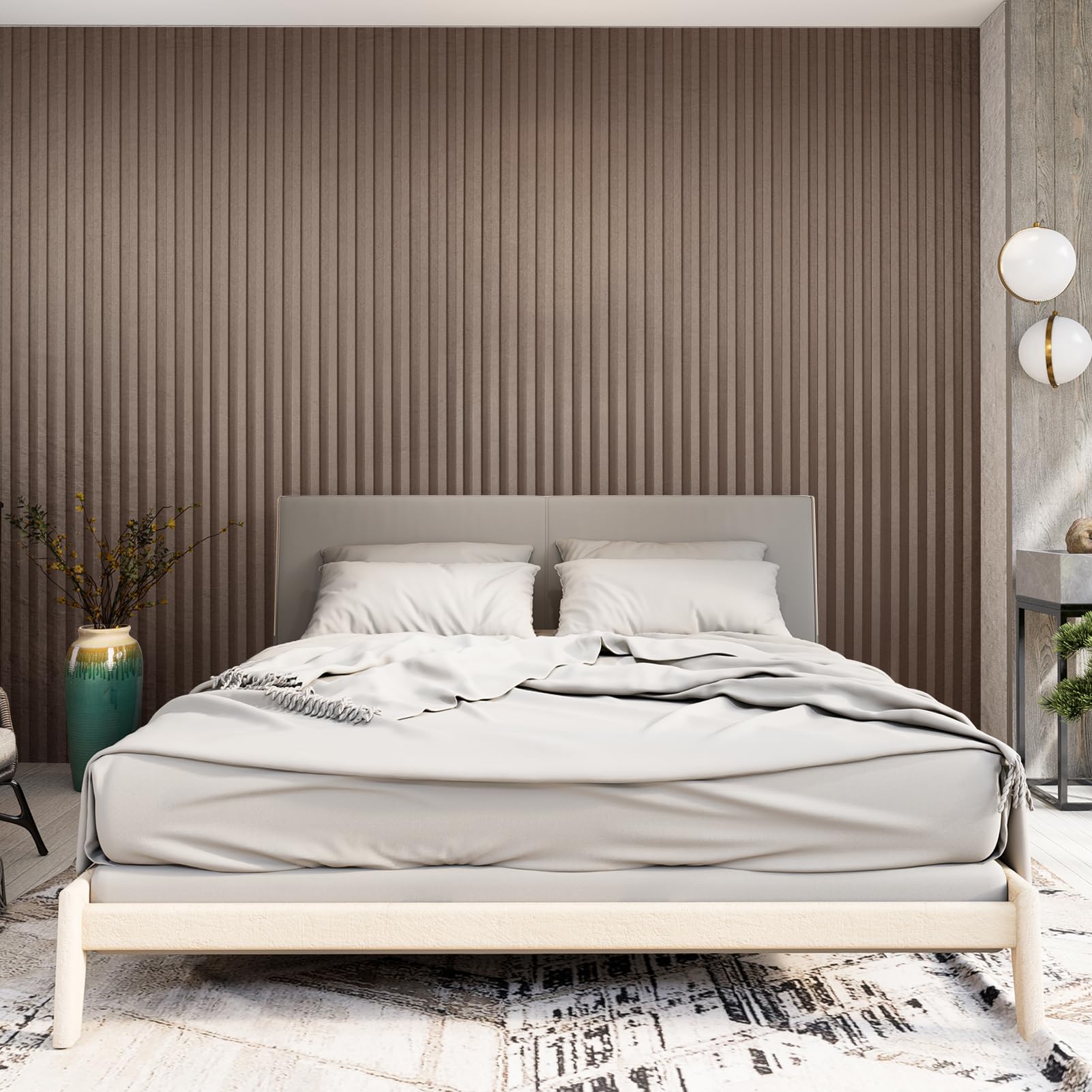 Art3dwallpanels Slat Wall Paneling, 104'' x 6.7'' Glossy Metal Finish WPC Soundproof 3D Wall Panels for Interior Wall Decor, 8 Pack Fluted Textured Panel Wall Slats, Metallic Silver Dark Gray