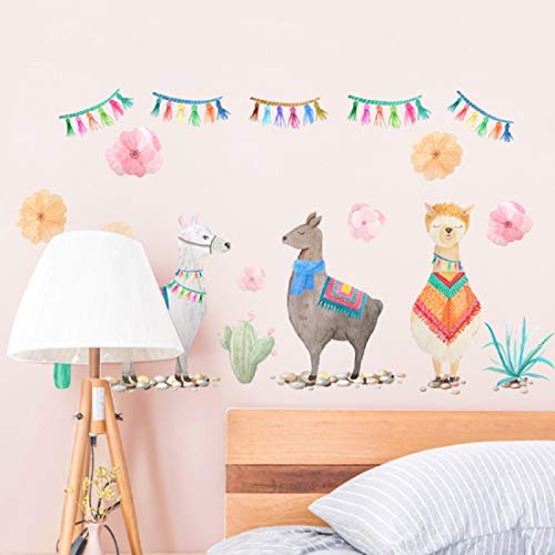 Alpaca Wall Decals Cute Animal Removable Stickers for Kids Nursery Bedroom and Party Decorations