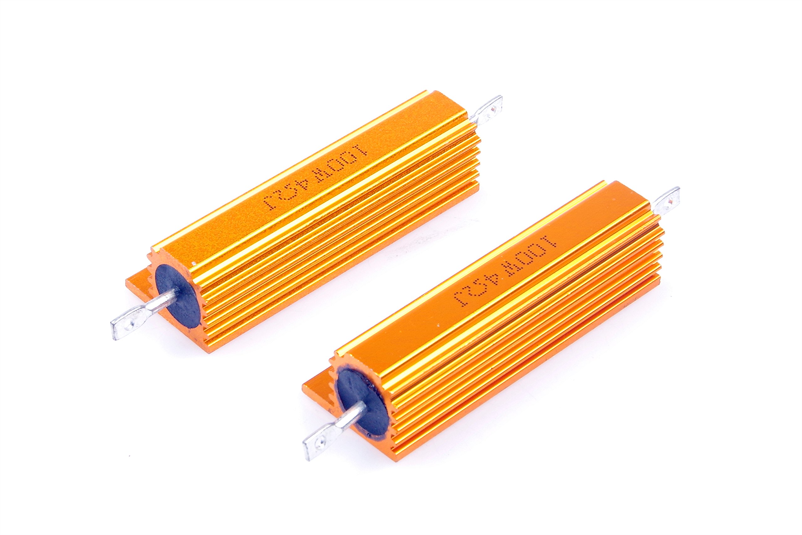 LM YN 100 Watt 4 Ohm 5% Wirewound Resistor Electronic Aluminium Shell Resistors Gold (Pack of 2)