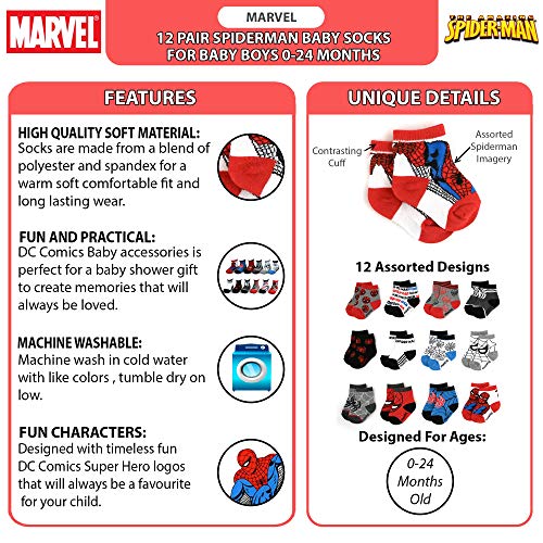 Marvel’s Spider-Man Baby Boys 12 Pack Sock Set (Newborn/Infant) 6-12 months
