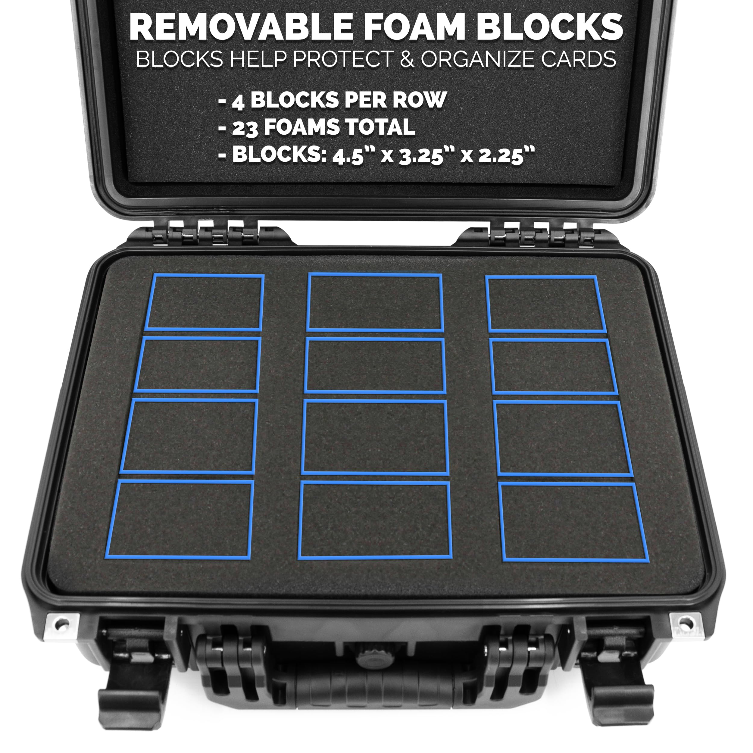 CASEMATIX Graded Card Case Pro Edition Compatible with 100 BGS PSA Graded Sports Trading Cards, IPX7 Waterproof Graded Slab Trading Card Box with Precision Cut Graded Card Storage Box Foam Dividers
