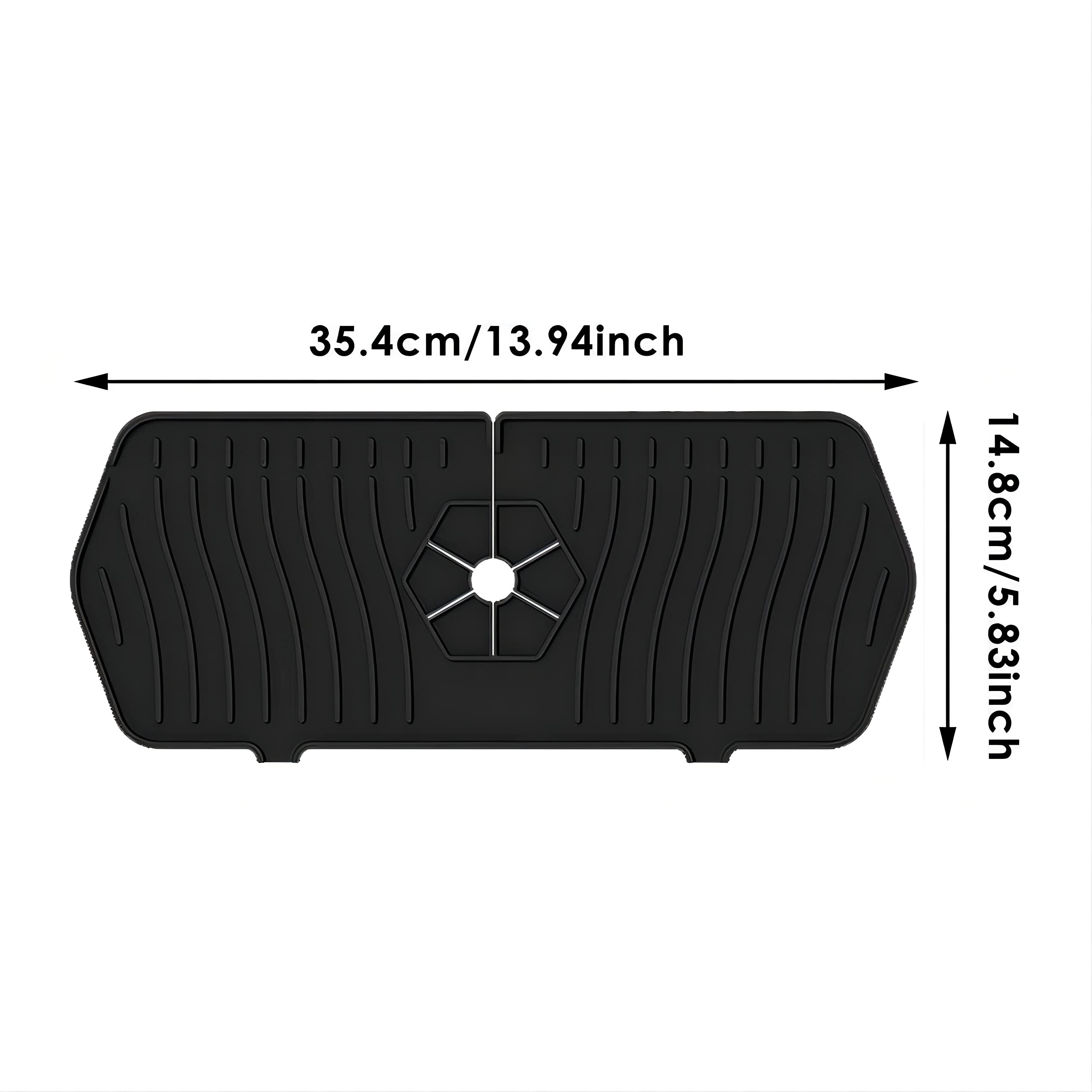 AIKUVA Silicone Faucet Mat for Kitchen Sink Splash Guard, Bathroom Faucet Water Catcher Mat, Sink Draining Pad Behind Faucet, Drip Protector Splash Countertop Protection Rubber Dish Drying Mat (Black)