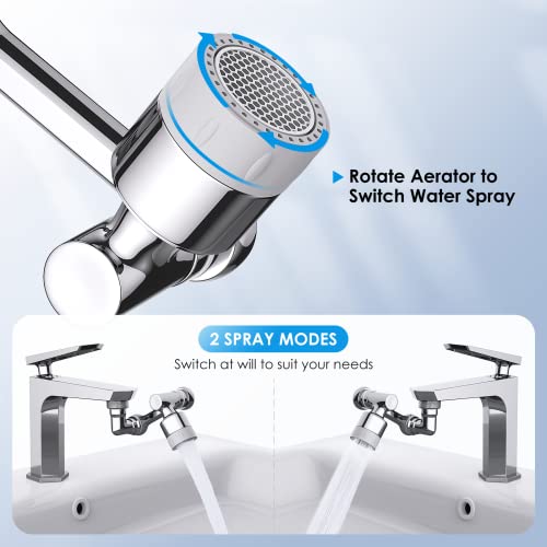 AMIR Universal Rotating Faucet Extender, 1080° Large-Angle Rotating Multifunctional Extension Faucet, Robotic Arm Water Nozzle Faucet Adaptor, Splash Filter Faucet for Bathroom Sink