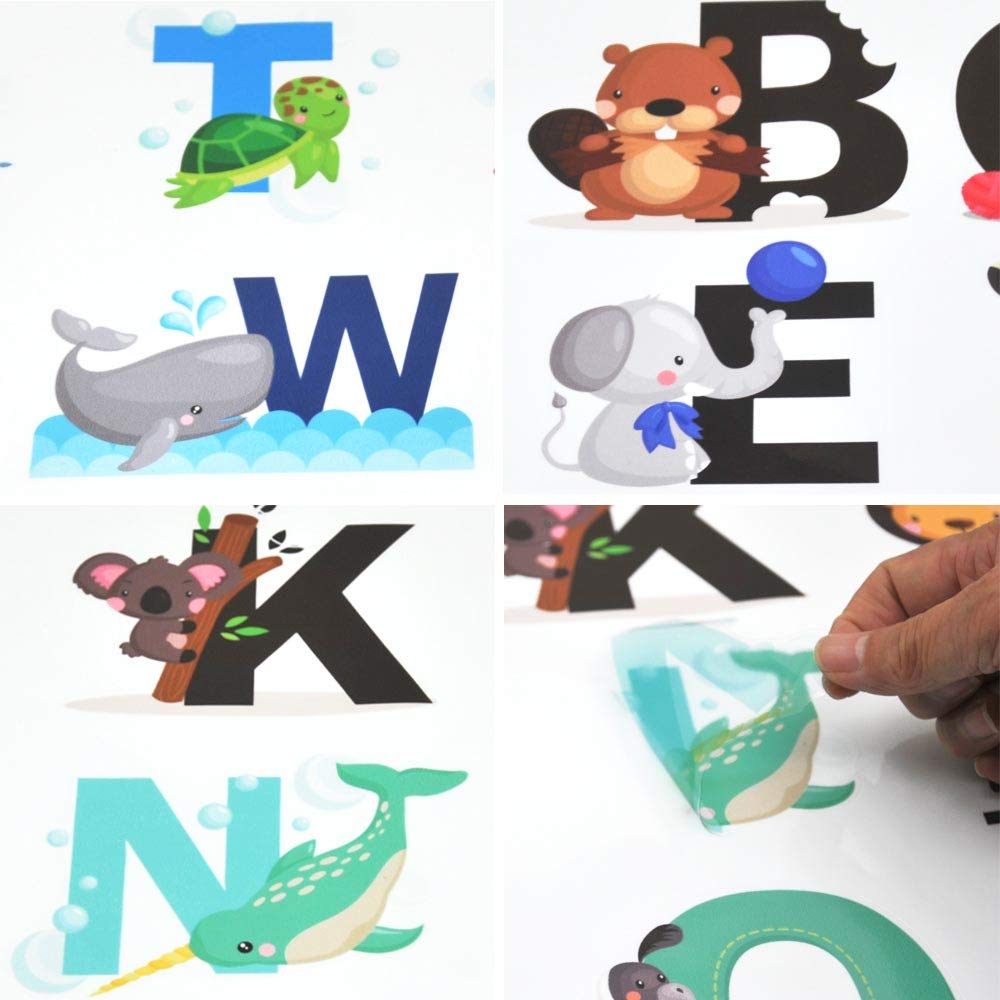 Alphabet Wall Decals, H2MTOOL Removable Animal ABC Educational Wall Stickers for Kids Nursery Room Decor (Alphabet)