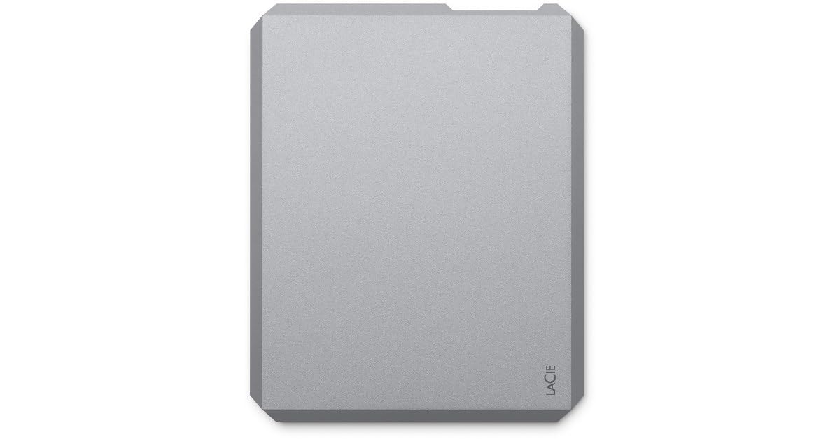 LaCie Mobile Drive, 2TB, External Hard Drive, Space Grey, USB-C, 2 Year Rescue Services (STHG2000402)