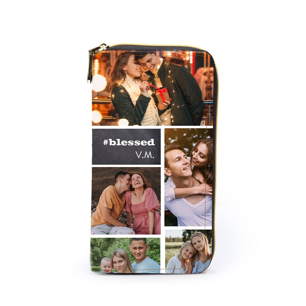 Gemszoo Women's Custom Photo Wallet Personalized Engraved Picture Name Handbag Long Credit Card Holder Zip Around Clutch (Style 2)
