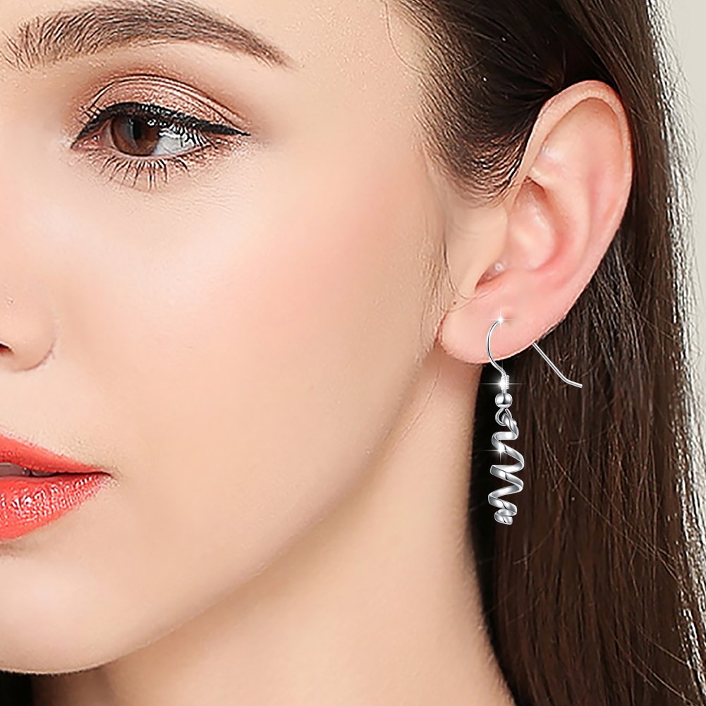 925 Sterling Silver Cute Exquisite Dangle Earrings Curve Twist Shape Spiral Dangle Stud Earrings for Women Birthday Gift