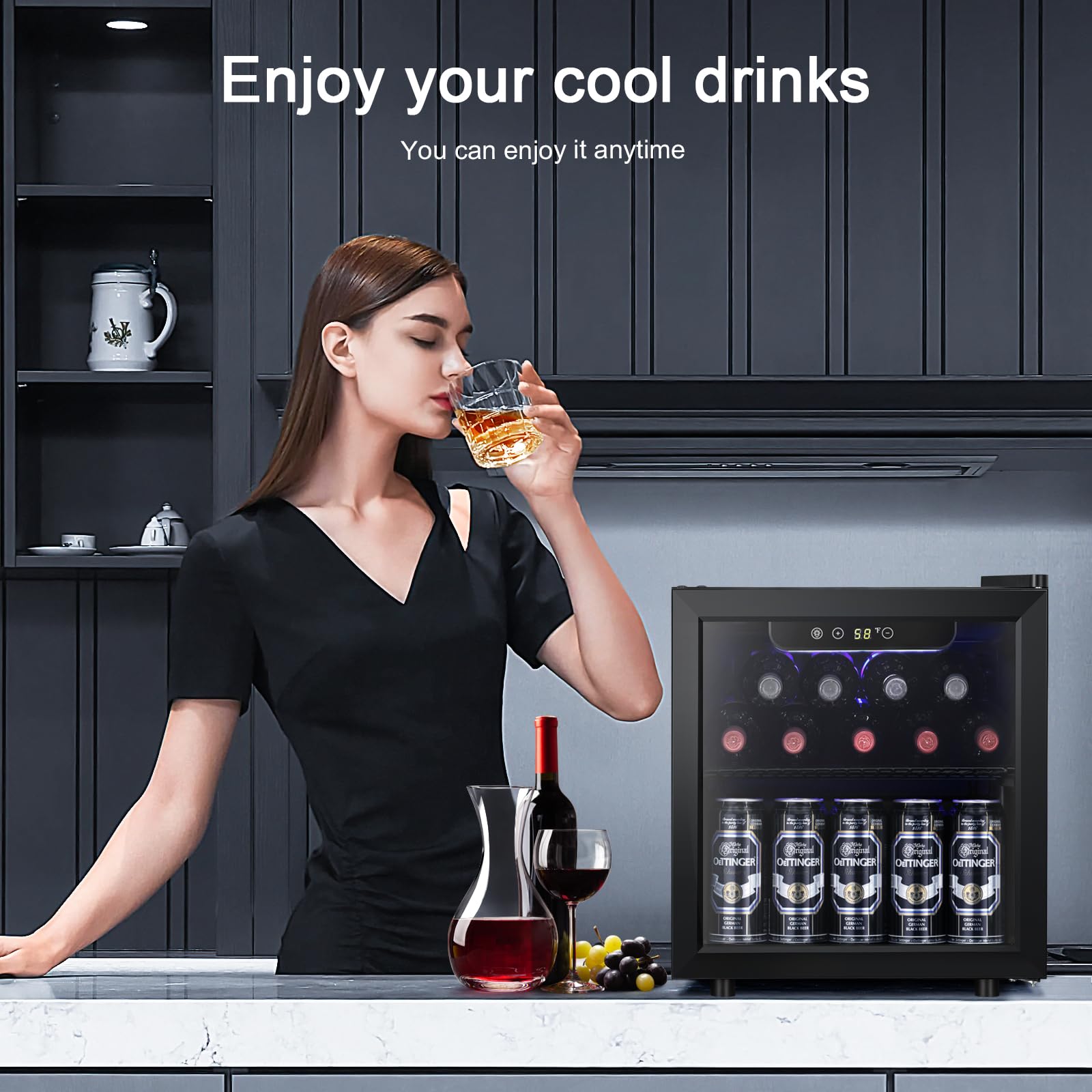 Antarctic Star 12 Bottle Wine Cellar - Mini Beverage Fridge for Wine, 48 Can Small Wine Cooler for Home and Bar, Electronic Temperature Knob Control, 1.3 Cu. Ft.
