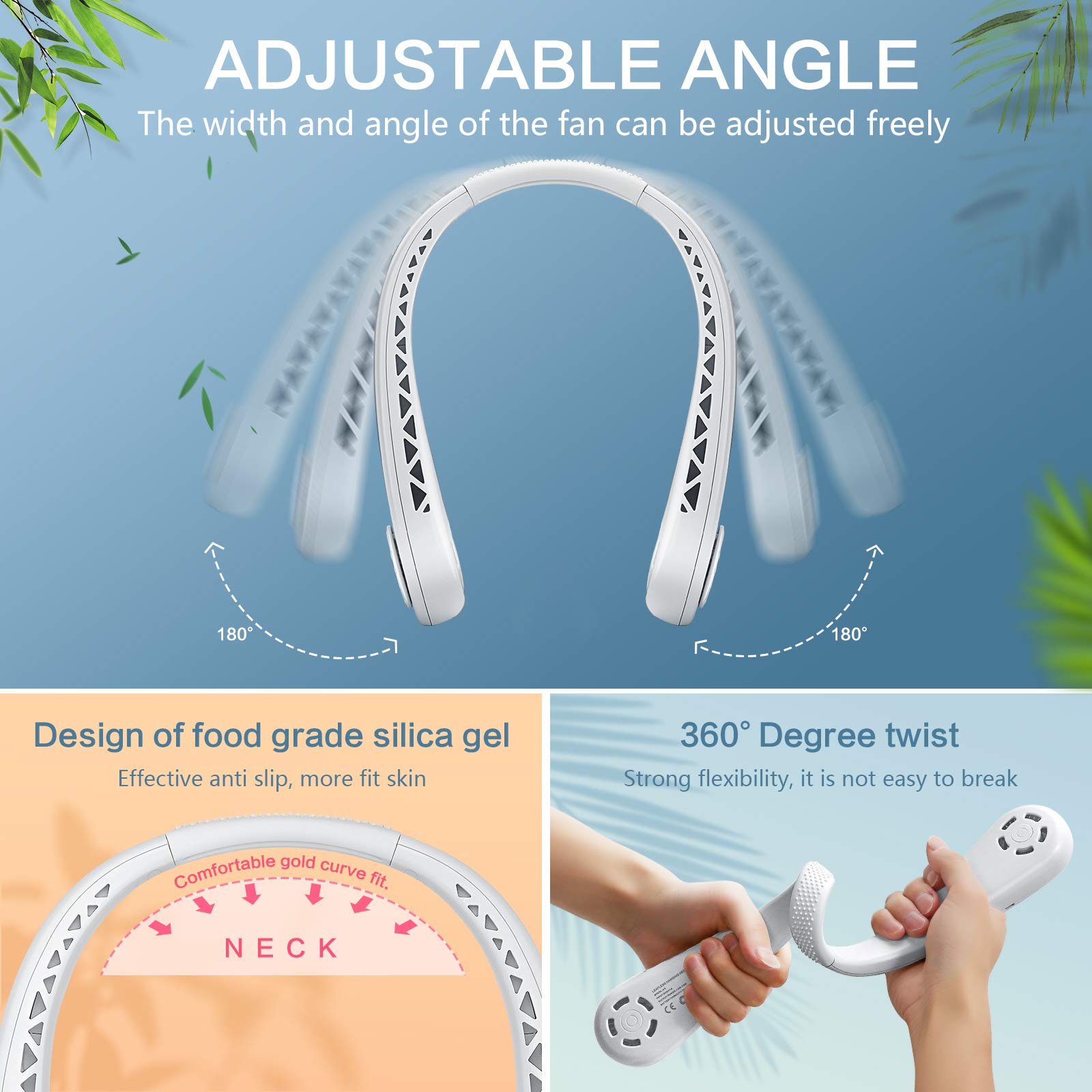 DGLK The Portable Neck Fan From Popular Earphone Design,The Leafless Neck Fan Perfect For Personal Fan,with Features,Mini Fan, Ultra-Quiet, Battery Powered Fan, Suitable For Outdoor Sports