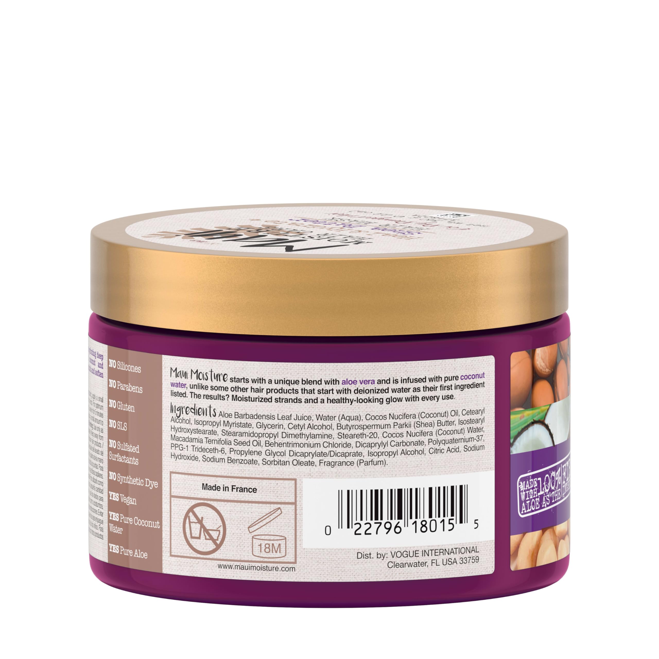 Maui Moisture Heal & Hydrate + Shea Butter Hair Mask & Leave-In Conditioner Treatment to Deeply Nourish Curls & Help Repair Split Ends, Vegan, Silicone, Paraben & Sulfate-Free, 12 Ounce