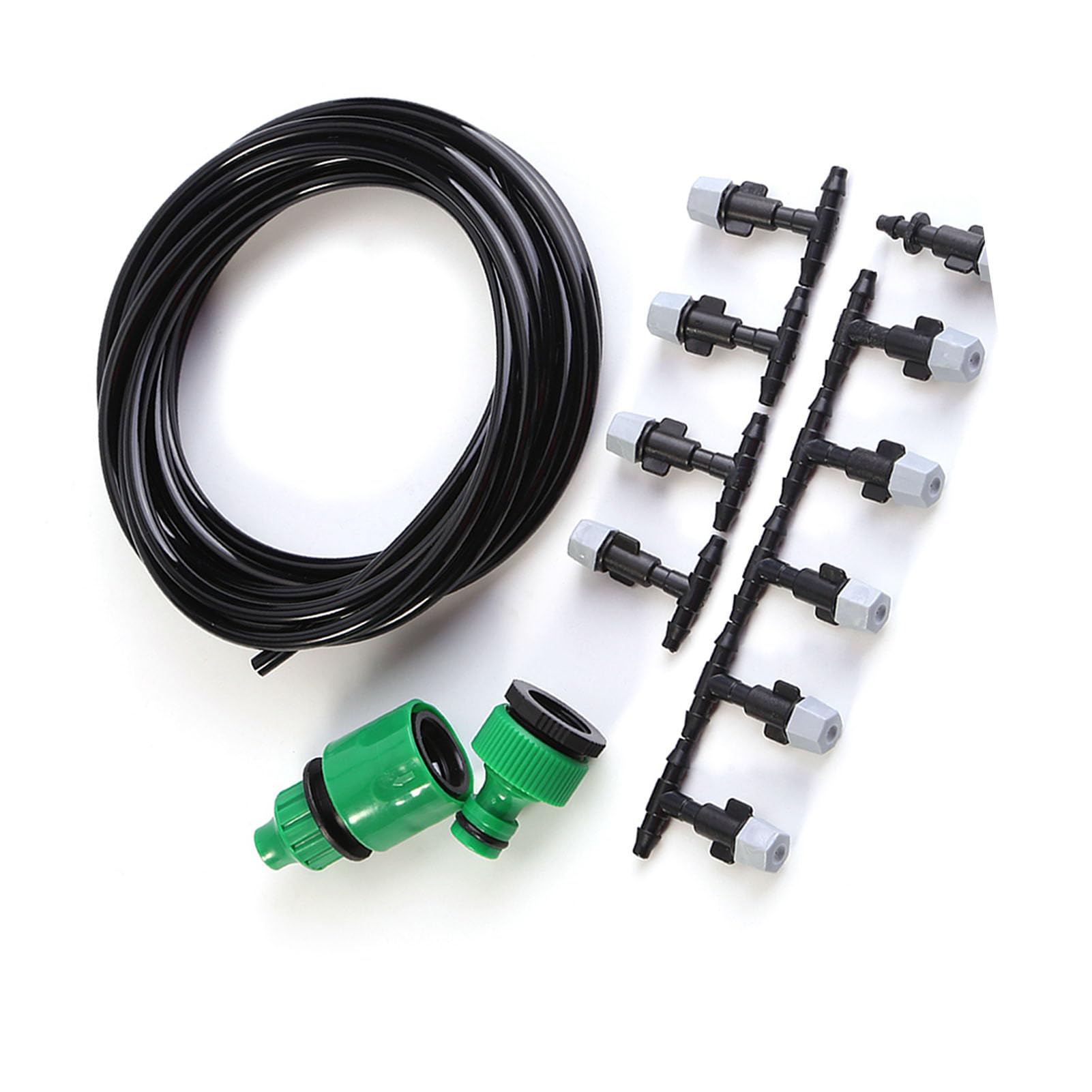 Misting Cooling System,4/7mm Watering Tubing,Misting Nozzle Sprinkler,Faucet Adapter Outdoor Garden Patio Greenhouse Micro Drip Irrigation Kit (5M Watering Set)