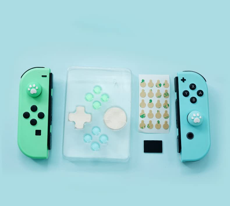 ABXY Key Buttons Sticker Joystick Button Thumb Stick Grip Cap Protective Cover Cross Dpad Caps for Nintendo Switch NS Joycon Controller Replacement Kit (A)