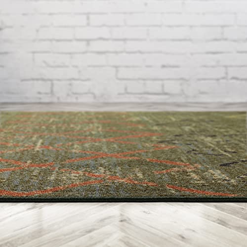 Antep Rugs Alfombras Non-Skid (Non-Slip) 5x7 Rubber Back Bohemian Distressed Moroccan Boho Low Pile Profile Indoor Area Rug (Green, 5' x 7')