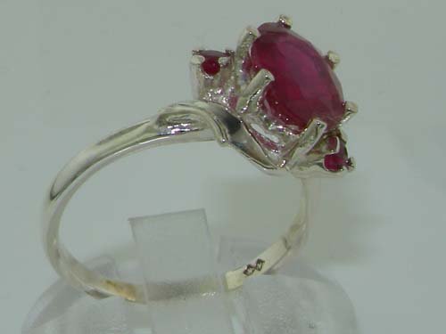 925 Sterling Silver Natural Ruby Womens Trilogy Ring - Sizes 4 to 12 Available