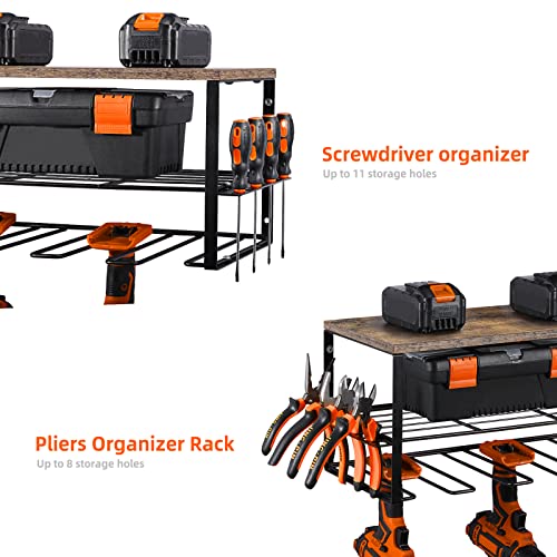 LING RUI 2 Pack Power Tool Organizer, Garage Organization and Storage, Drill Holder Wall Mount, Utility Rack for Cordless Drill, Gifts for Husband Men Dad Father Him