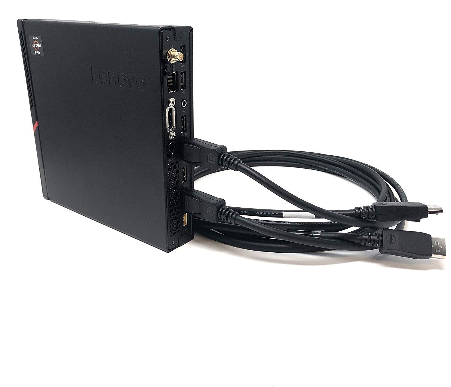 Lenovo ThinkCentre M715Q (2ND GEN) - Tiny - Ryzen 3 Pro 2200GE 3.2 GHZ - 8 GB - 128 GB WIN10 Pro Business Desktop with Microtella DisplayPort Cables