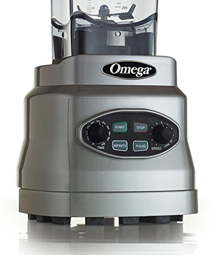 Omega 3HP Blender 64 OZ BPA Free Container Creates Delicious Smoothies Features Stainless Steel Blades & 10-Speeds Plus Pulse Includes Plunger & Recipe Book, 1400-Watt, Silver