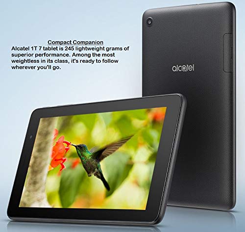 Alcatel 1T 7.0" 9013A (16GB, WiFi + Cellular) Face Unlock, Android 10, GPS, Tablet + Phone US 4G Volte GSM Unlocked (T-Mobile, AT&T, Metro PCS, Straight Talk) (Prime Black)