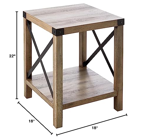 Walker Edison Sedalia Modern Farmhouse Metal X Side Table, 18 Inch, Grey Wash
