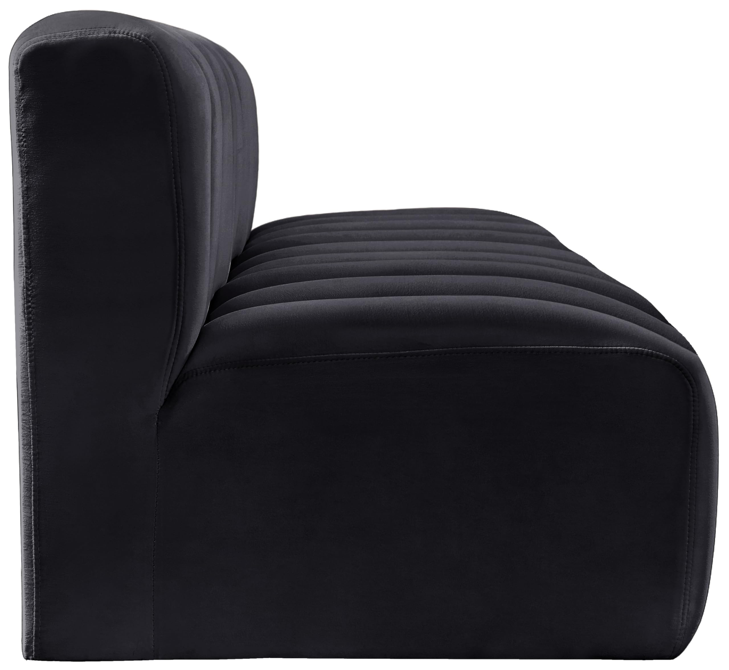Meridian Furniture 103Black-S3F Arc Collection Modern | Contemporary Modular Sofa with Soft Black Velvet, Deep Channel Tufting, Modular Design, 89.5" W x 31" D x 30" H, Black