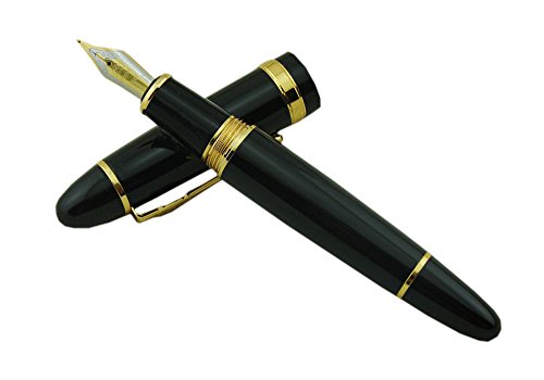 Jinhao 159 Vivid Black Fountain Pen (Gold Trim)