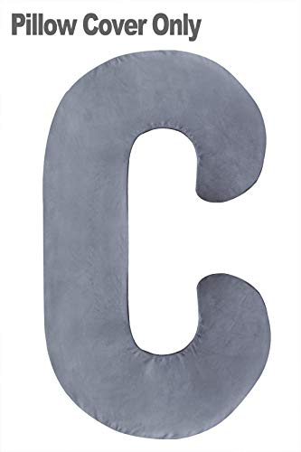 KWLET Pregnancy Pillow C Shaped Cover/Maternity Pillow Case with Double Zippers, Velvet, 57x30 Inch