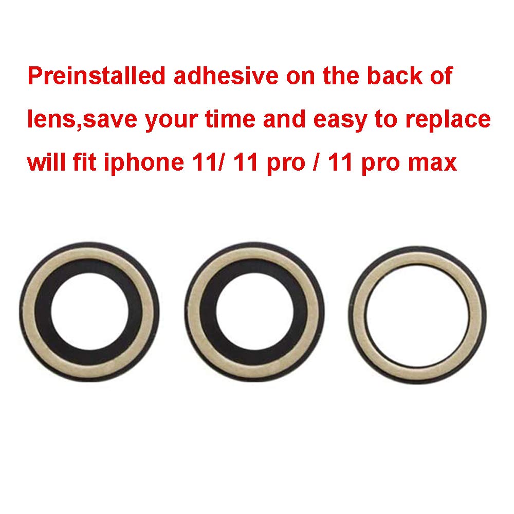 Afeax OEM Original Back Rear Sapphire Camera Glass Lens Replacement for iPhone 11 and iPhone 11 Pro and iPhone 11 Pro Max with Reparing Tool