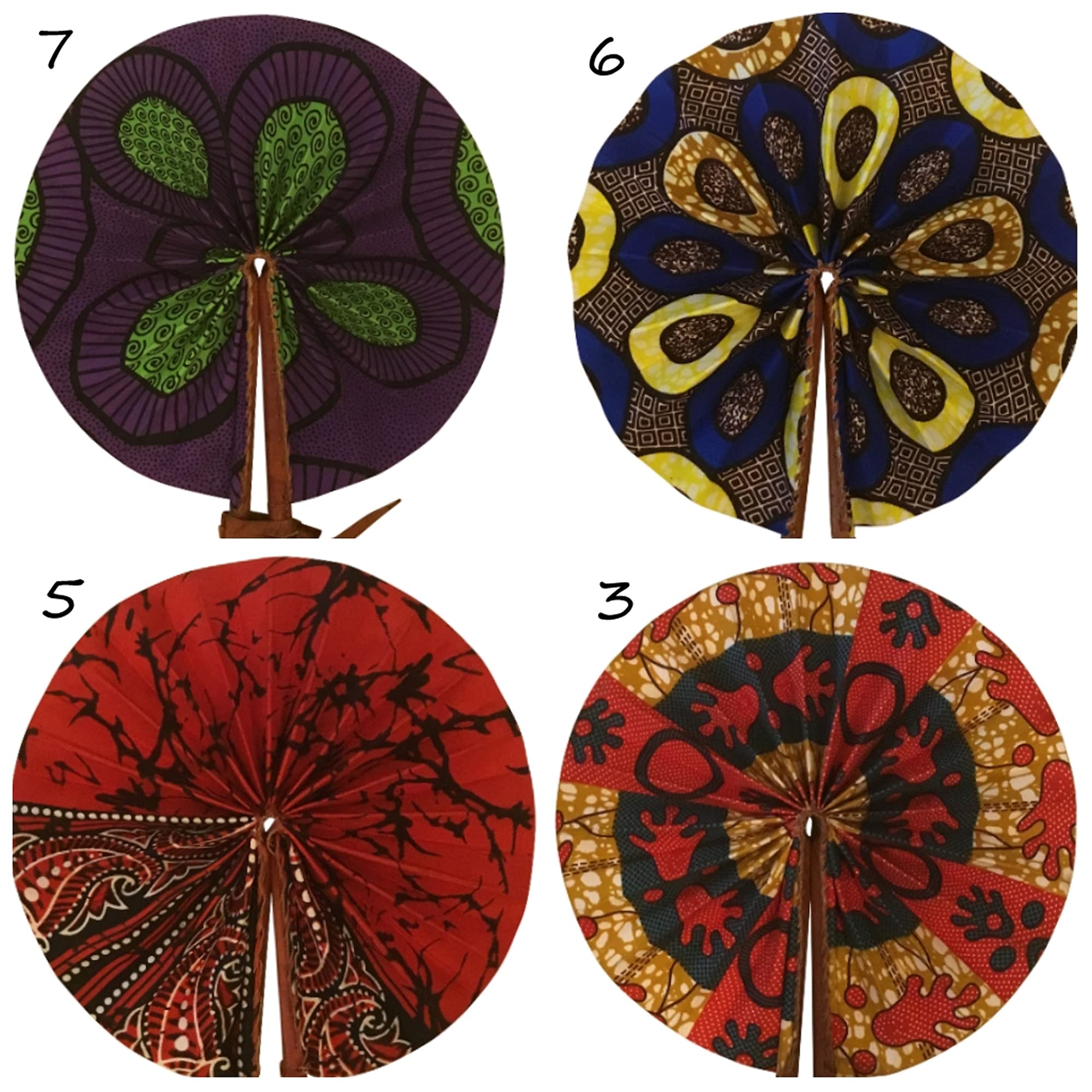 African Folding Hand Fan 5 Pack