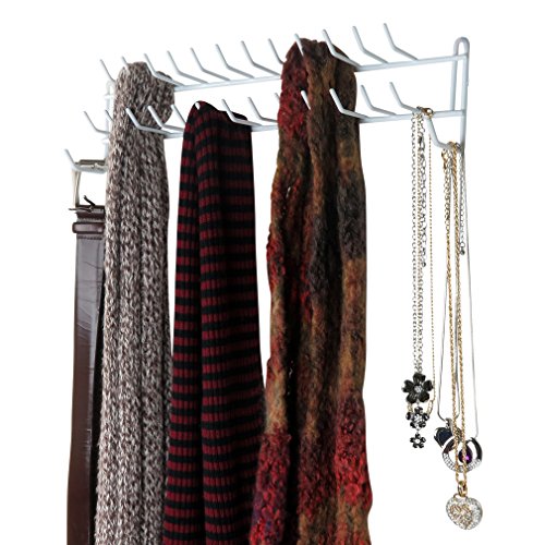 Evelots Closet Wall Mount Hanging Accessory Organizer Racks, Holds Belts, Ties, Scarves, Necklaces, Handbags, 27 Hooks, Holds 20 Lbs