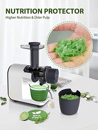 Aeitto Cold Press Juicer, BPA Free Slow Juicer, Easy to Clean, Juicer Machines with Quiet Motor & Reverse Function, Masticating Juicer for Vegetable and Fruit