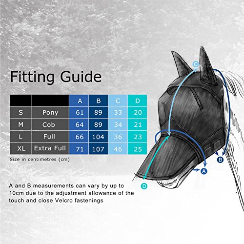 Harrison Howard CareMaster Horse Fly Mask Long Nose with Ears Full Face Moonlight Silver Small Pony
